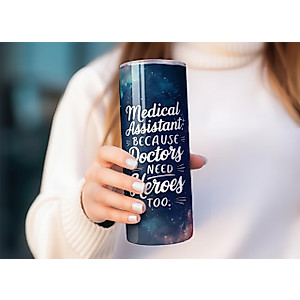 Casitika Certified Medical Assistant Gifts For Women. 20 Oz Medical Assistant Tumbler For Appreciation Week Or Graduation. Because Doctors Need Heroes Too. (Space)