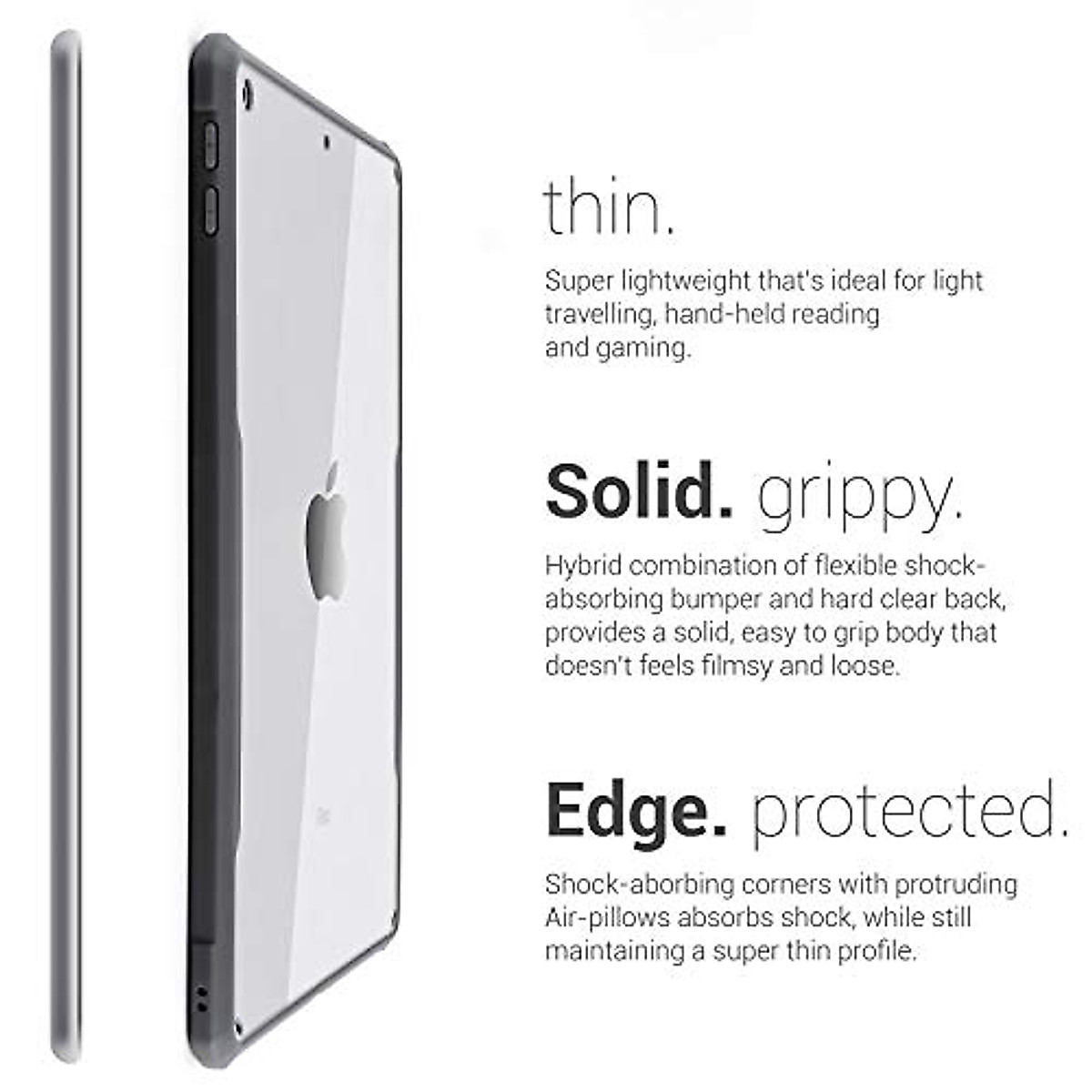 TineeOwl iPad 9.7 (2018/2017 Version) Ultra Slim Clear Case, Flexible TPU, Absorbs Shock, Lightweight, Thin (Black)