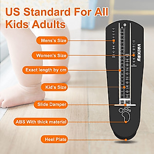 Vaikby Foot Measurement Device, Shoe Sizer Measuring Devices Ruler Sizer for Kids Adults, Buy Kids Shoes Online Simply with a Foot Measuring Device