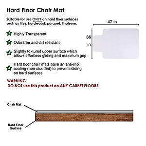 SHAREWIN Chair Mat for Hard Wood Floors - 36"x47" Heavy Duty Floor Protector - Easy Clean