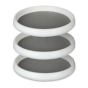 FVIEXE 3PCS Non-Skid Cabinet Lazy Susan Turntable 10 Inch, 360 Degree Rotating Kitchen Spice Rack Spinning Lazy Susan Turntable Organizer, Pantry Countertop Vanity Bathroom Display Stand White / Gray