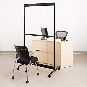 Norwood Commercial Furniture Clear Room Divider Partition - Portable Sneeze Guard Screen on Wheels for Social Distancing, Home, Office, Waiting Area, or School 3.5’ W x 6.5’ H Single Panel w/Crossbar