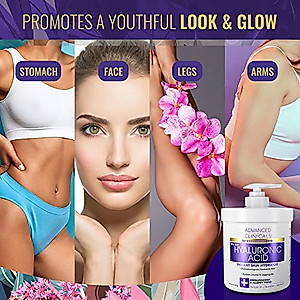 Advanced Clinicals Hyaluronic Acid Cream Moisturizer Skin Care Lotion For Face, Body, & Hands. Instant Hydration Anti Aging Skin Firming Lotion For Crepey Skin, Wrinkles, & Dry Skin, Large 16 Ounce