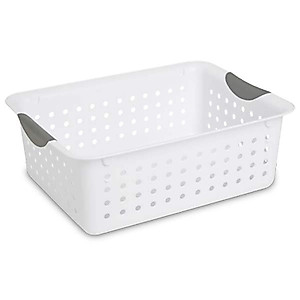 Sterilite Medium Ultra Basket Plastic Storage Bin Organizer - White