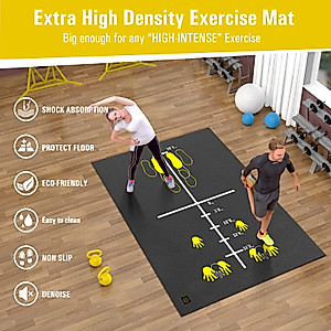 Gxmmat Extra Large Exercise Mat 6'x8'x7mm, Thick Workout Mats for Home Gym Flooring, High Density Non-Slip Durable Cardio Mat, Shoe Friendly, Great for Plyo, MMA, Jump Rope, Stretch, Fitness (BOA)