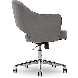 Serta Valetta Office Desk Memory Foam Padding, Midcentury Modern Style, Chrome-Finished Stainless-Steel Base, Home Chair, Gray