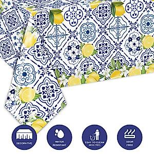 122PCS Capri Lemon Party Supplies for Baby Showe Bridal Shower Wedding Summer Citrus Fruit Themed Birthday Decor Italy Yellow Lemon Tablecloth Banner Tableware Set Plates Napkins Forks for 20 Guests