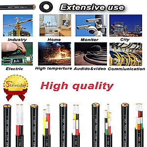 22 Gauge Wire, 5-Conductor Electrical Wire. 22 AWG Stranded Flexible PVC Tinned Copper 22/5 Cord Extension Cable is Used for LED Lamp Lighting, Automotive, Speaker, Audio, Power, etc. (33FT - 10M).