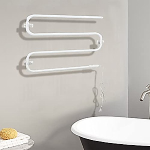 Wall-Mounted Toilet Bathroom Electric Heating Towel Bath Towel Drying Rack Constant Temperature,White