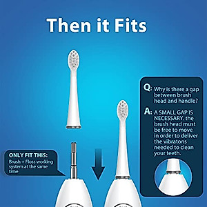 5 Count Replacement Flossing Toothbrush Heads for SF-01 / SF-02 / SF-03 / SF-04 - Compact - with Crystal Cap - White