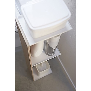 Yamazaki Supplies Home Organizer-Slim Bathroom Storage Shelves | Steel + Wood | Toilet Paper Stocker, One Size, Ash