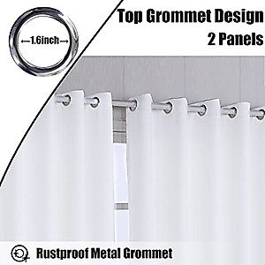 BONZER Waterproof Indoor/Outdoor Curtains for Patio - Thermal Insulated, Sun Blocking Grommet Blackout Curtains for Bedroom, Porch, Living Room, Pergola, Cabana, 2 Panels, 52 x 84 inch, White