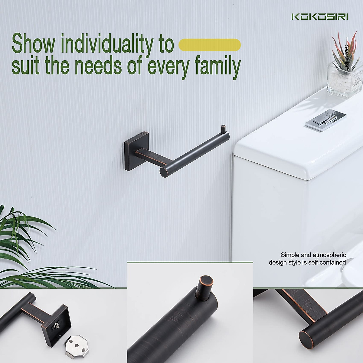 KOKOSIRI Toilet Paper Holder Oil Rubbed Bronze Toilet Roll Holder Hold Mega Rolls Kitchen Bathroom Tissue Paper Dispenser Stainless Steel, B2005ORB