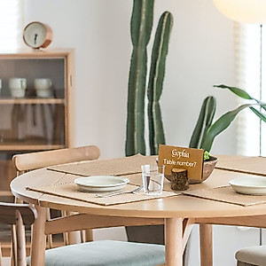 LepoHome Wood Place Card Holders, 30Pcs Rustic Wooden Table Number Holders and 50Pcs Kraft Table Place Cards, Wood Photo Picture Holder, Ideal for Wedding Party Table Name and More