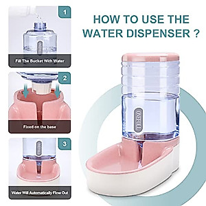 Automatic Pet Feeder 3.8L Food Feeder and Water Dispenser Set for Small & Big Dog Cat and Pet Animals (Pink)