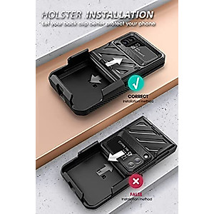 SUPCASE Unicorn Beetle Pro Series Case for Samsung Galaxy Z Flip 3 5G (2021), Full-Body Dual Layer Rugged Protective Case with Holster (Black)