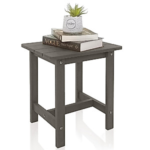 juserox Outdoor Side Table, Adirondack Small Patio Table, Plastic Small Outdoor Table, HDPS Side Table for Pool, Balcony, Porch, Deck, Backyard, Indoor or Outdoor Use, Grey