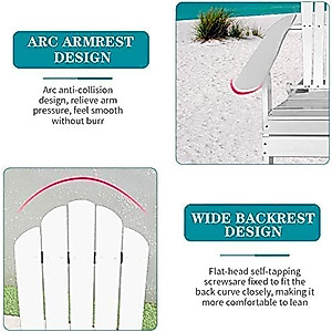 BSTOPHKL Adirondack Chair - Set of 2 Folding Wooden Adirondack Lounger Chair, Outdoor All-Weather Fire Pit Chairs Seating Accent Furniture Wood Chairs for Garden Backyard Lawn (White)