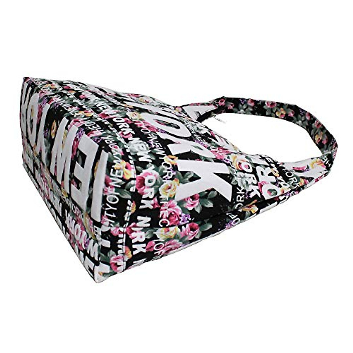 Robin Ruth New York Floral Cotton Hobo Large Shoulder Bag (Black)