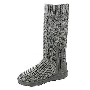 UGG Unisex-Child Classic Cardi Cabled Knit Boot, Grey, 2 Little Kid