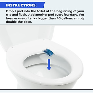 Cabin Obsession RV Toilet Treatment Drop Ins - 24 Easy Flush Self-Dissolving RV Black Tank Treatment Packets - Eliminate Odors and Break Down Waste Within Your RV Holding Tank