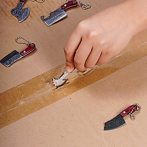 9Pcs Damascus Pocket Knife Set Mini Chef Knife Set Mini Kitchen Chef Knife Tiny Chef Knife Set Tiny Knife Keychain Small Knife for Package Opener Box Cutter