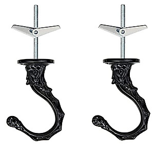 GDQLCNXB Ceiling Hooks 2.6"/65mm - Heavy Duty Swag Hook with Steel Screws Bolts and Toggle Wings for Hanging Plants Ceiling Installation Cavity Wall Fixing Black - (2 Sets)
