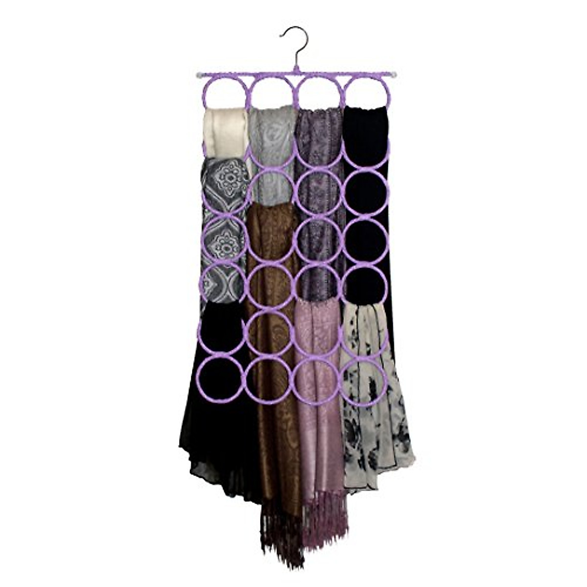 Marcus Mayfield Scarf Hanger & Closet Organizer, The No Snags Best Space Saving Scarf & Tie Hanger & Holder for Scarves, Pashminas & Infinity Scarves | Stores Over 2 Dozen Accessories (1-Purple)