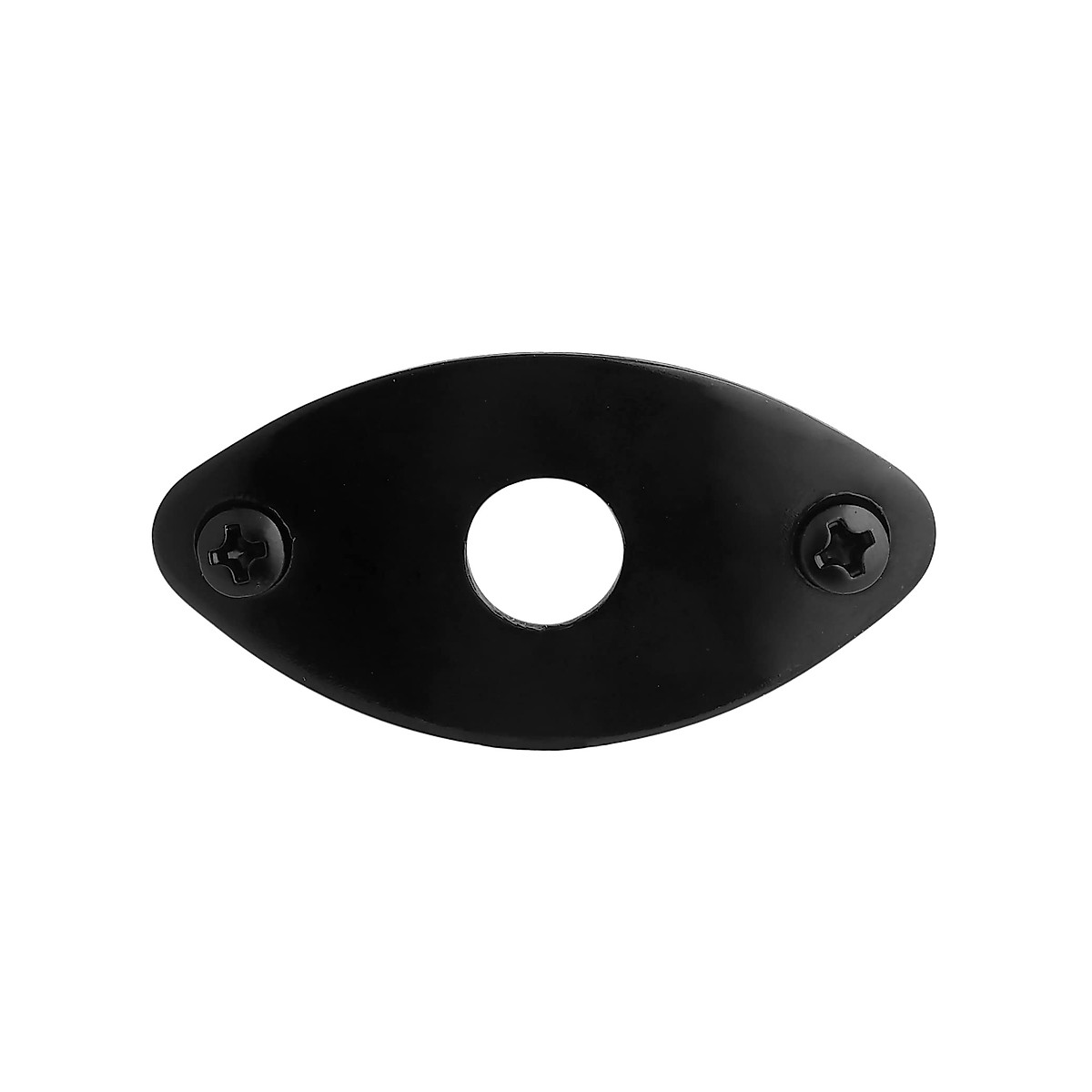 Bogart Guitar Jack Socket Plate Curved Oval Football Style Output Jack Plate Compatible with Les Paul Ibanez Jackson Guitar or Bass with Mounting Screws Black. (HJ 003-BK)