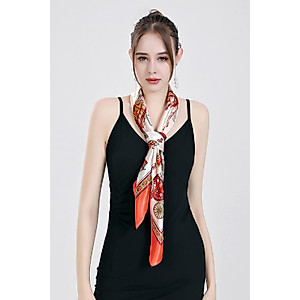 QBSM 35'' Satin Large Square Head Scarf Silk Feeling Neck Scarves Hair Sleeping Wrap Lightweight Headscarf for Women