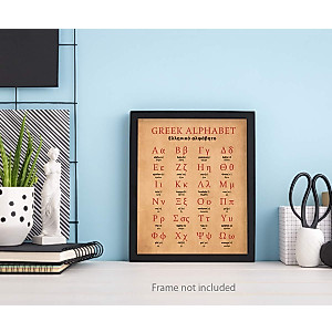 Greek Alphabet Poster - Unframed 8x10 in - School Picture with Motivational Message - Education Kids Room Decor and Positive Signs Wall Art