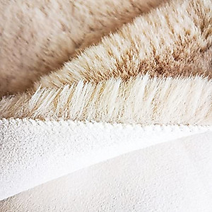 Ghouse Ultra Soft Faux Rabbit Fur Rug 2x3, Machine Washable Area Rugs for Bedroom Fluffy Rugs for Living Room, no-Shedding Carpet Sheepskin Rug Beige