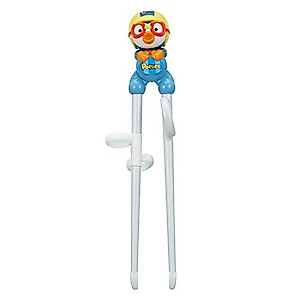 Pororo Kids Training Chopsticks for Toddler - Edison Non-Slip Right-handed Baby Training for Beginners with Silicone Rings 3 years and up (Pororo)