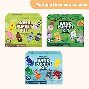 jackinthebox Hand Puppet Making Kit - 6 Safari Animals Felt Puppet Craft Kit for Kids, Creative DIY Arts & Crafts Kit Make Your Own Puppets, Storytelling Role Play, Great Craft Gifts for Kids Ages 4-8