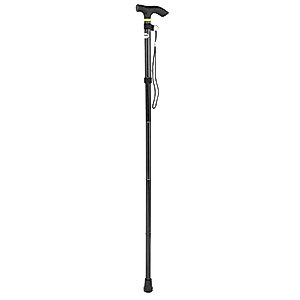 Walking Stick Aluminium Alloy Trekking Poles Metal Cane Collapsible Older Balancing Hiking Mountaineering Cane(Black)