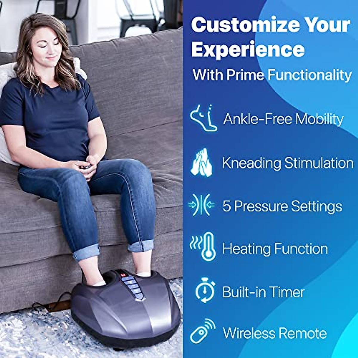 MIKO Foot Massager Machine with Deep-Kneading, Compression, Shiatsu, and Heat for Plantar Fasciitis, Neuropathy, Fits up to Men Size 13