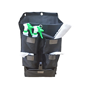 5 Pockets Replacement Janitorial Cart Bag, High Capacity Waterproof Thickened Housekeeping Commercial Janitor Cleaning Cart Bag Housekeepers Cart Bag with 6 Brass Grommets - 16 x 11 x 27 inches