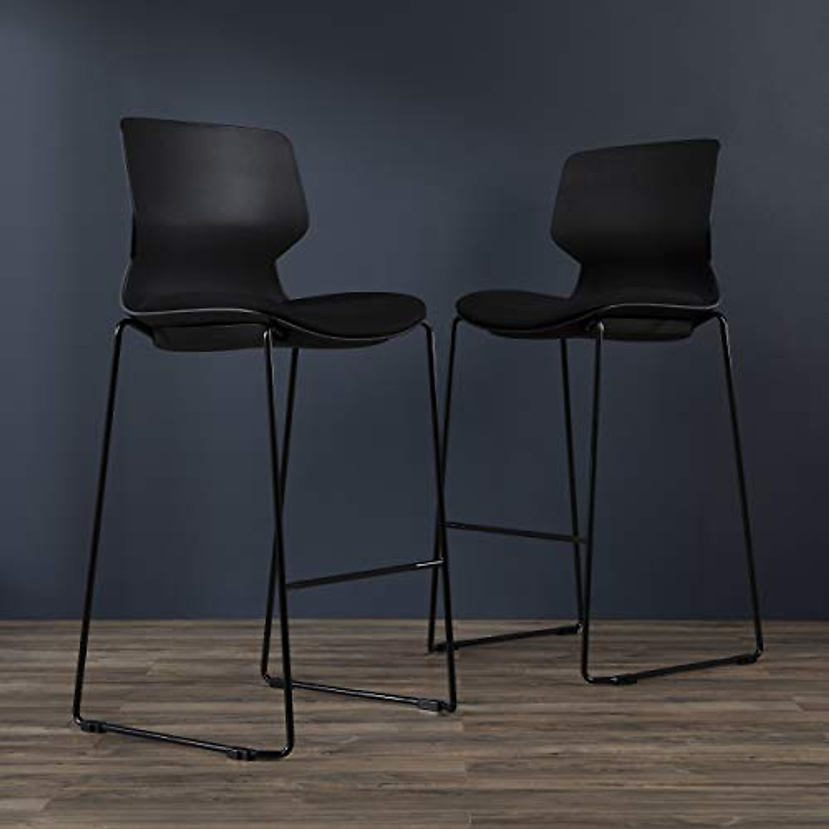HON Basyx Contempo Guest Stool, 2 Pack, Black/Black