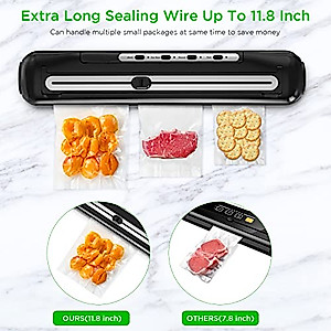 Vacuum Sealer Food Vacuum Sealer Machine with Built-in Cutter，One-Touch Automatic Food Sealer with External Vacuum System for Storage Both Dry and Moist Foods, Vacuum Bags Included