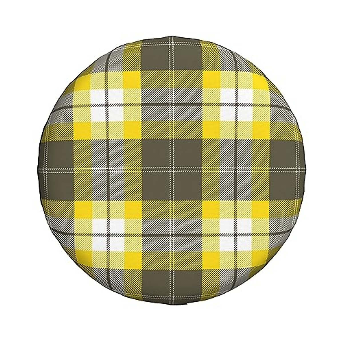 Yellow Gray Black Plaid Print Spare Tire Cover Funny Wheel Covers Waterproof Dust-Proof Wheel Protectors Fit for Trailer SUV Truck Camper 16 Inch