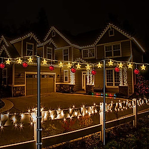 String Light Poles 10 FT, 2 Pack Light Poles for Outside String Lights, Outdoor Light Poles with Fork, Fence Brackets, Base for Hanging String Lights, Metal Poles Stand for Patio Deck Backyard