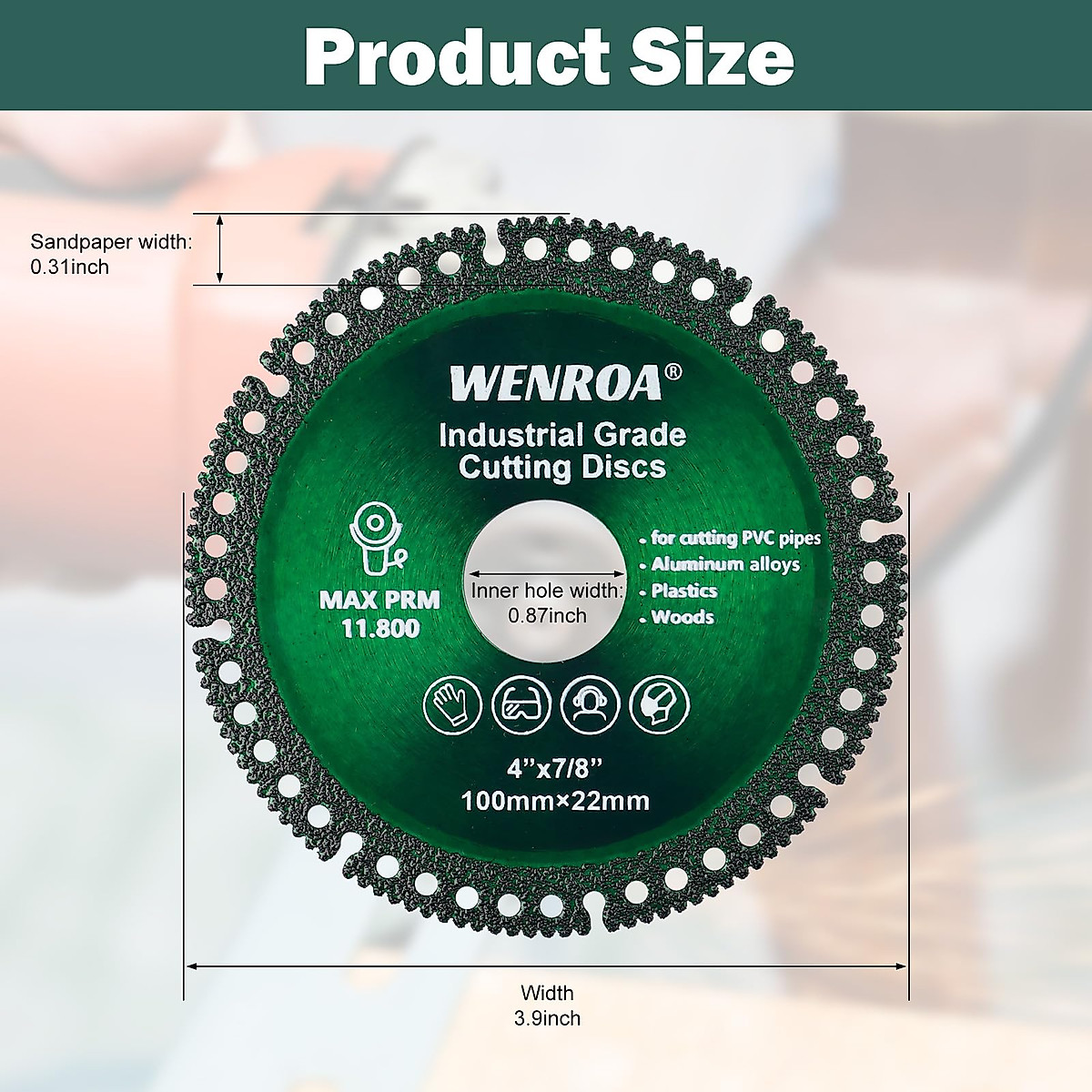 WENORA 2Pcs 4 Inch Indestructible Disc for Grinder, Cutting Discs 4 1/2 for Angle Grinder, 7/8" Arbor Angle Grinder Diamond Cutting Dis for Smooth Cutting, Chamfering, Grinding