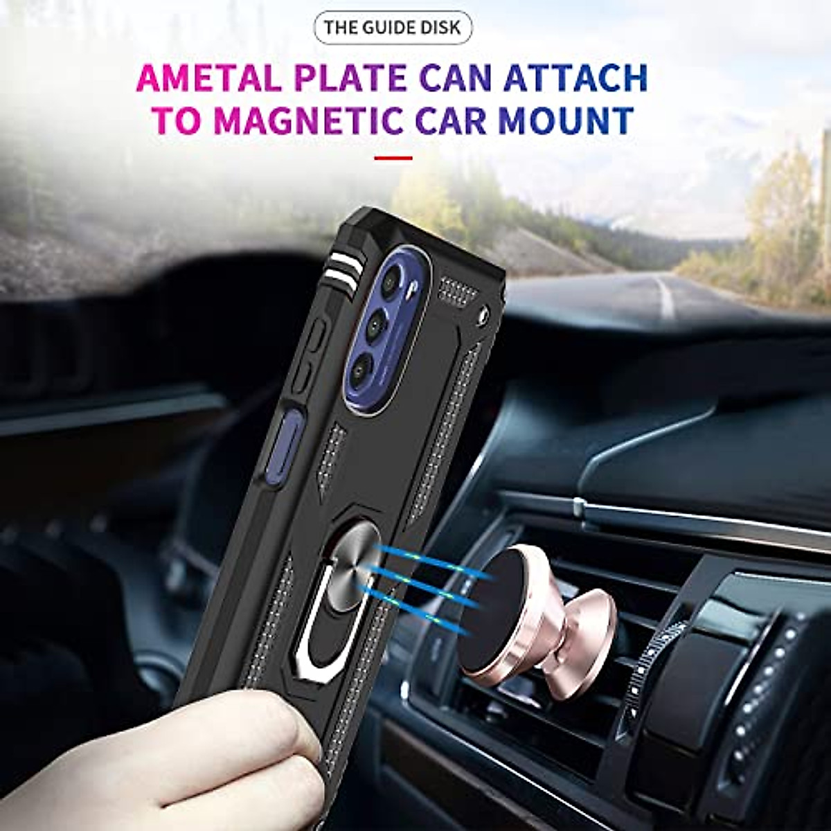 LeYi for Moto G 5G 2022 Case: Moto G 5G Case with 2 Pcs Tempered Glass Screen Protector for Men Women, [Military-Grade] Heavy Duty Protective Case with Magnetic Ring Stand for Moto G 5G 2022, Black