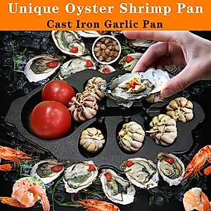 BOLVOUD Cast Iron Oyster Grill Pan, Cast-Iron Oyster Pan for Oven Grill
