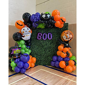 Halloween Party Balloons Decorations, 12Inch 60Pcs Black Orange Purple Green Confetti Balloons for Kids Halloween Birthday Party Decoration