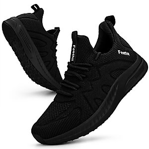 Feethit Running Shoes for Women Workout Sneakers with Breathable Mesh Lightweight Wide Walking Shoes for Tennis Gym Travel Work Black Size 9.5