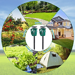 Ultrasonic Animal Repellers Outdoor Waterproof Solar Deterrent Devices Green Ultrasonic Deer Repellents with Motion Sensor Flashing Light for Garden Yard Farm House Drive Coyote Raccoon Skunk (4 Pack)