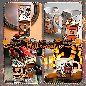 ArtCentury Uv Dtf Cup Wrap,10sheets Halloween Theme Stickers for Glass Cups Uv Dtf Rub On Transfers for Crafts Vintage Uv Dtf Cup Wrap Transfer Cup Stickers Decals Waterproof Glass Stickers for Cups