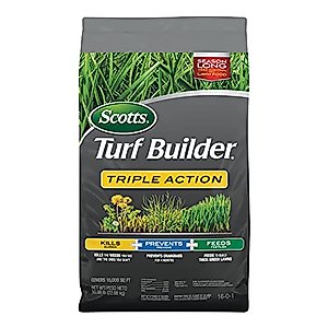 Scotts Turf Builder Triple Action - Combination Weed Control, Weed Preventer, and Fertilizer, 50 lbs., 10,000 sq. ft.