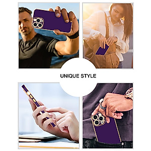 BENTOBEN for iPhone 13 Pro Max Case with Wristband Strap, Slim Luxury Electroplated Bumper Women Men Girl Protective Soft Case Cover for iPhone 13 Pro Max 6.7 inch,Deep Purple/Gold